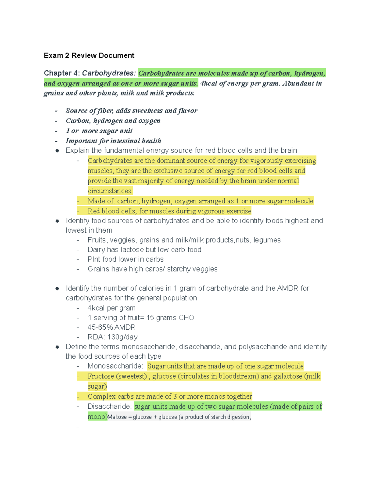 Nutrition EXAM 2 Prep CH4-spotlightc - Exam 2 Review Document Chapter 4 ...