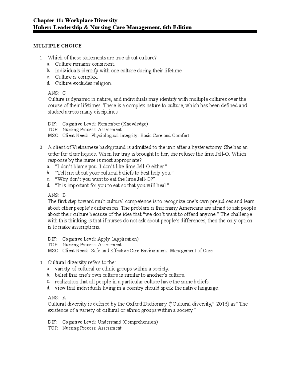 C11 - EGRSHNTGDDHRGetarrsJYKUJK - Chapter 11: Workplace Diversity Huber ...