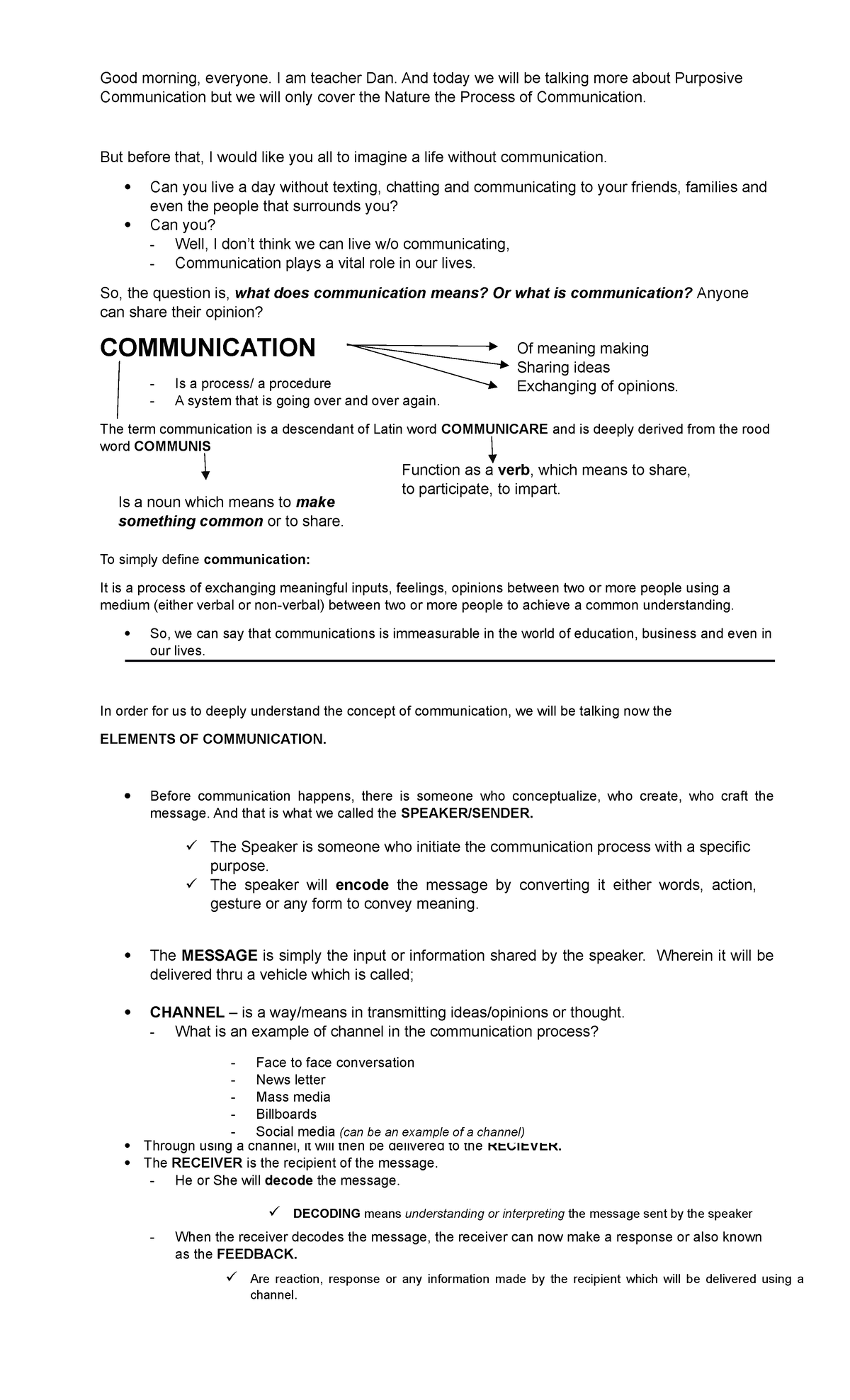 Communication Barrier - Good morning, everyone. I am teacher Dan. And ...