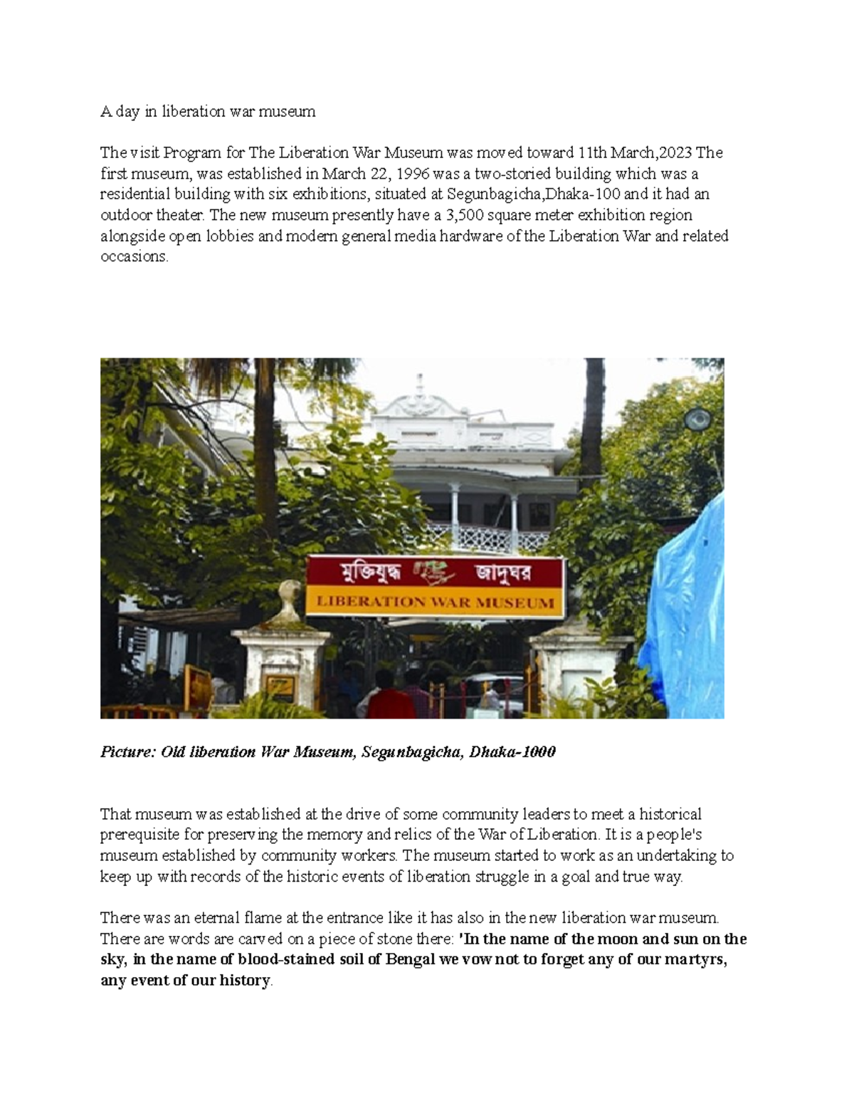 A day in liberation war museum assignment by Redwan Hasan 2 - A day in ...