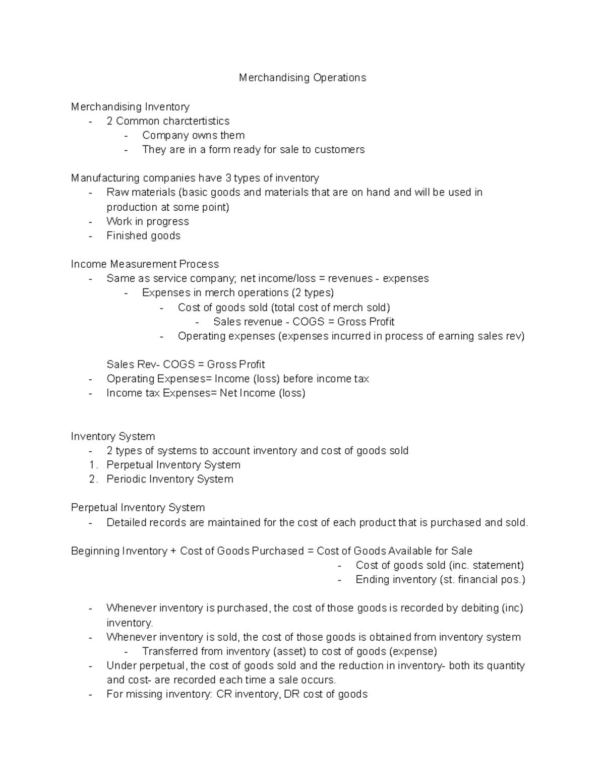ADM1340 Midtetm pt 2 Review - Merchandising Operations Merchandising ...