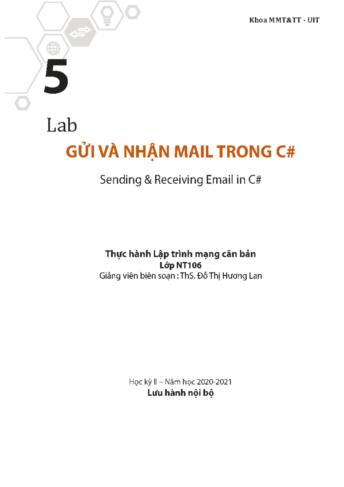 Lab 05 - Sending Receiving Email in Csharp - v2021 - Khoa MMT&TT - UIT Lab KHOA MMT & TT - Studocu