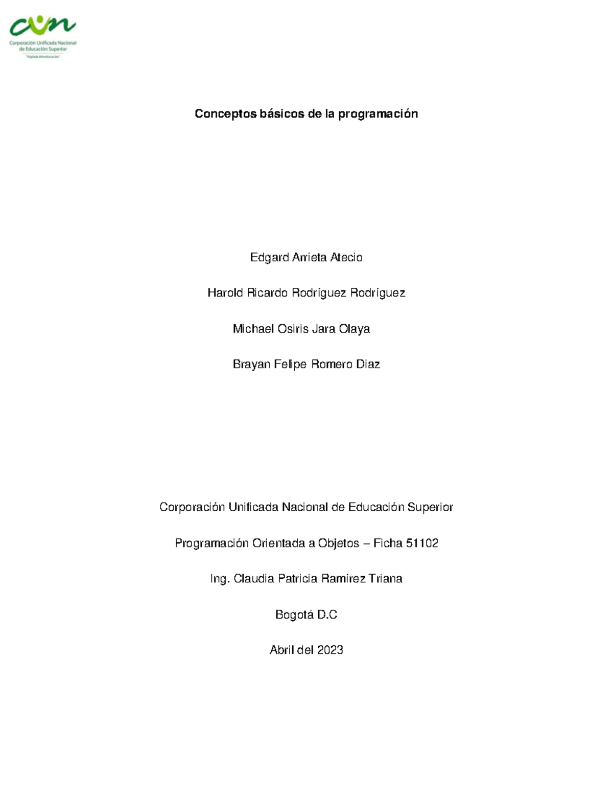 Portada Y Referencias ACA 1 Programación Orientada A Objetos ...