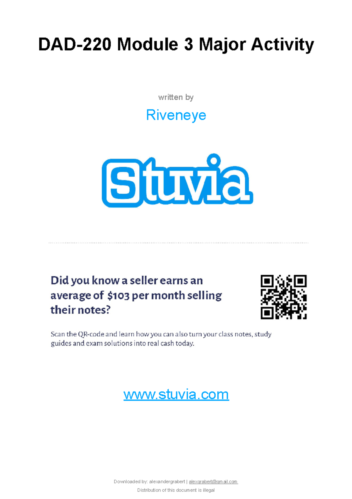 Stuvia 1017681 dad 220 module 3 major activity - Downloaded by ...