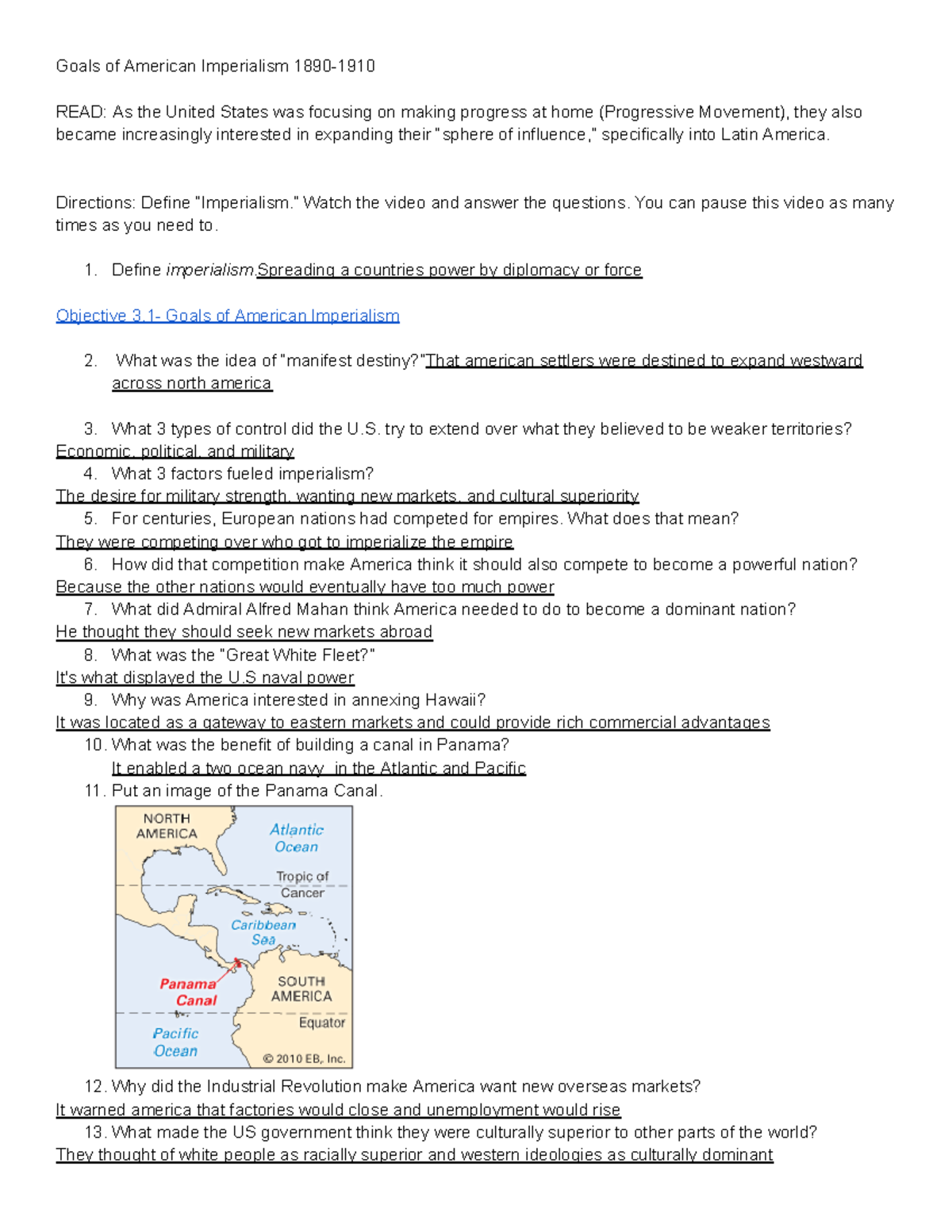 Copy of Goals of American Imperialism - Goals of American Imperialism ...