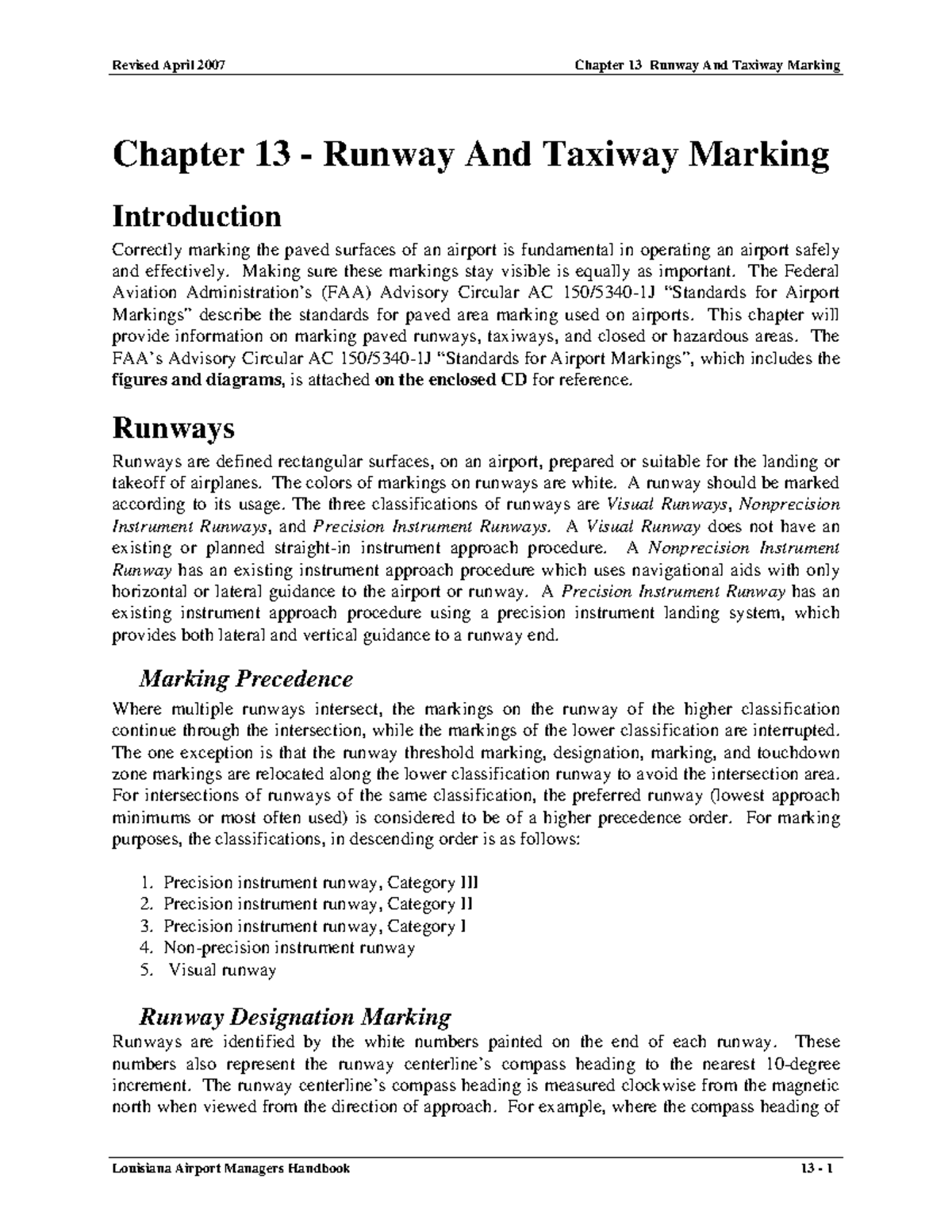 Runway and Taxiway Marking - Chapter 13 - Runway And Taxiway Marking ...