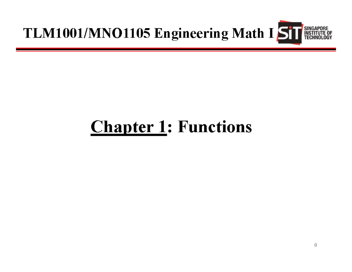 Chapter 1 Functions (with solutions) - Engineering Math I Chapter 1 ...