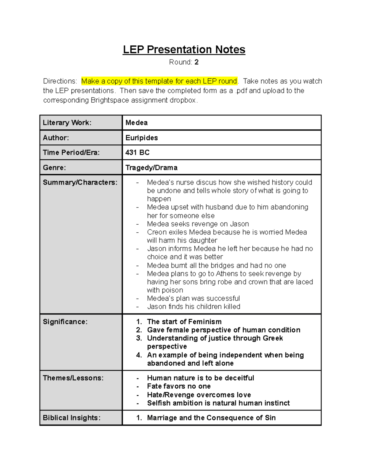 LEP Presentation Notes Part 2 - LEP Presentation Notes Round: 2 ...