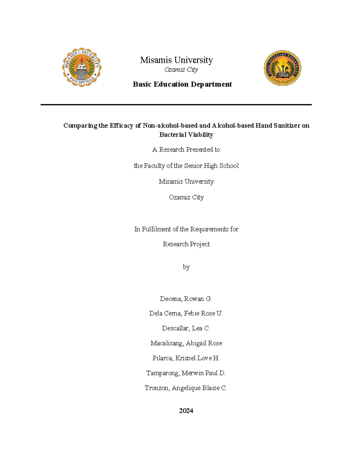 Preliminariesres - Misamis University Ozamiz City Basic Education ...