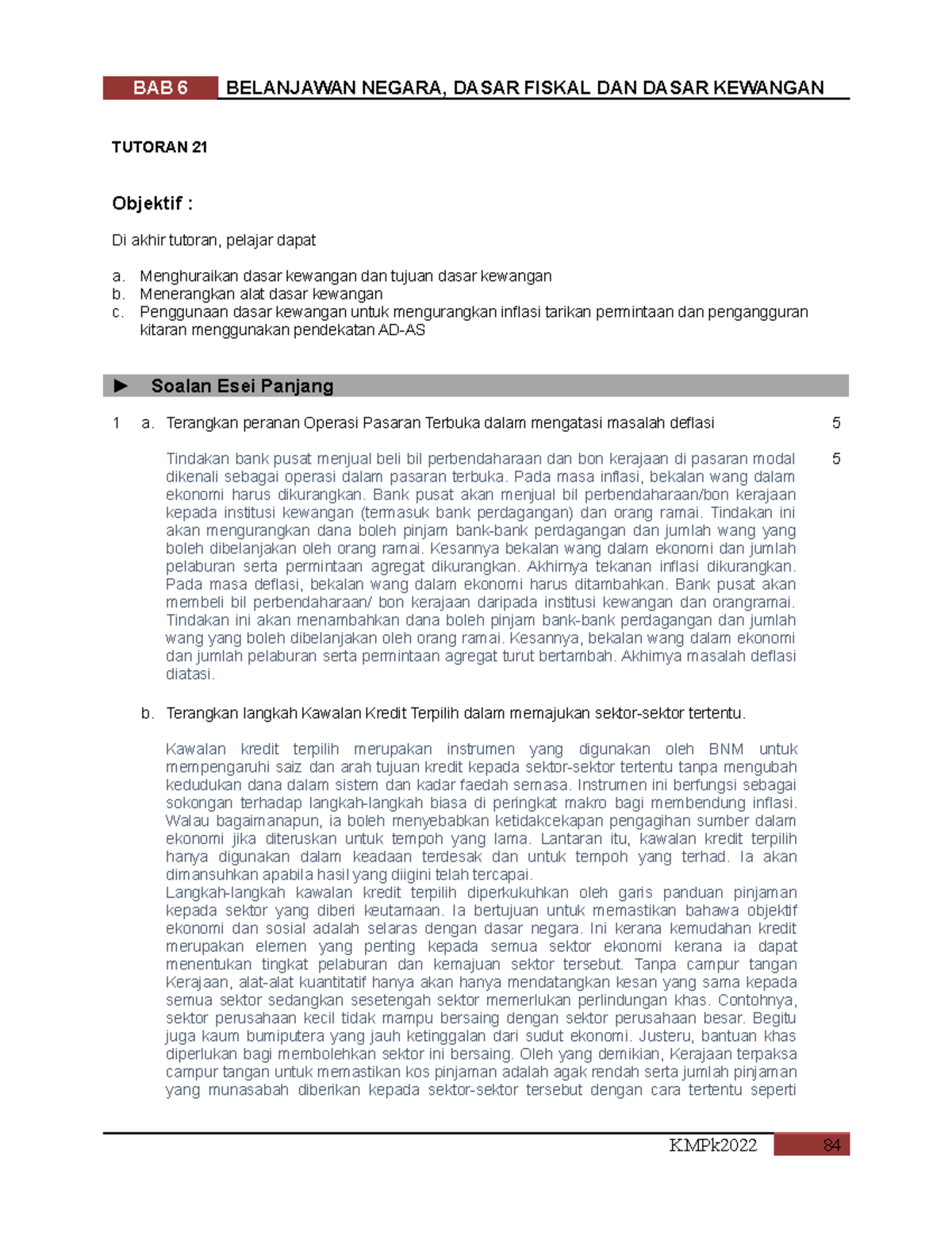 Tutoran 21 - Economy matriculation tutorial - BAB 6 BELANJAWAN NEGARA ...