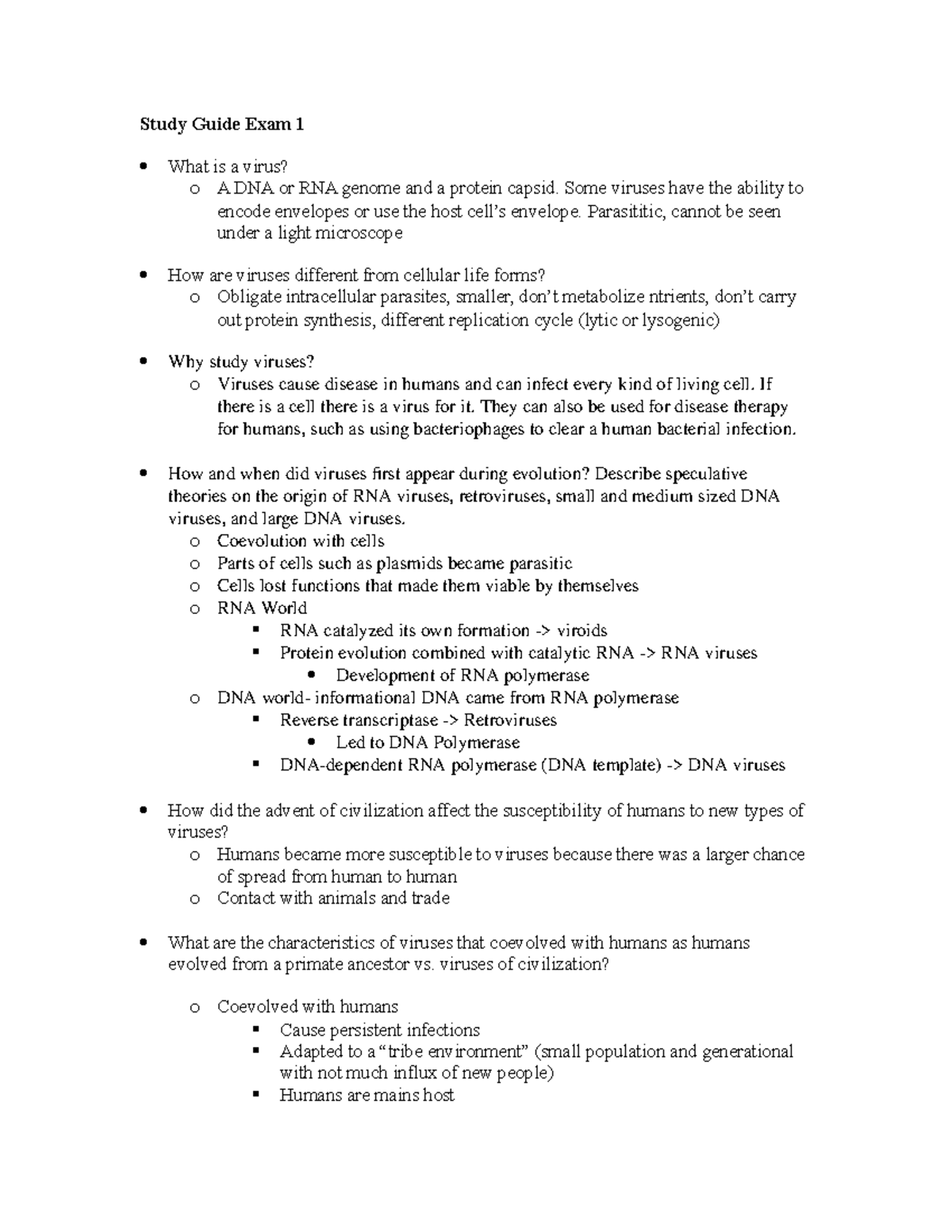 Study Guide exam 1 and 2 - Lecture notes 1-30 - Study Guide Exam 1 What ...