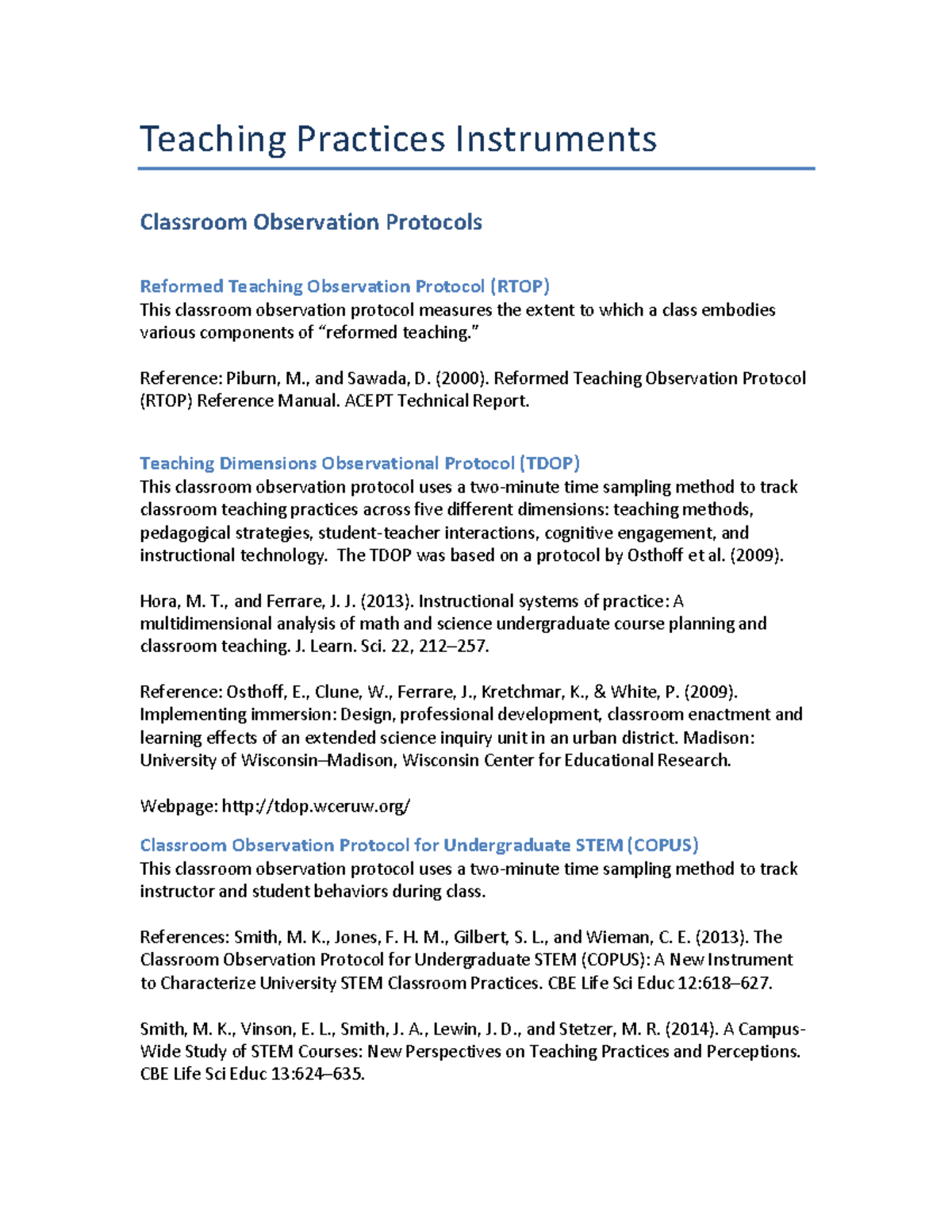 Teaching-practices-instruments - Teaching Practices Instruments Classroom Observation Protocols ...