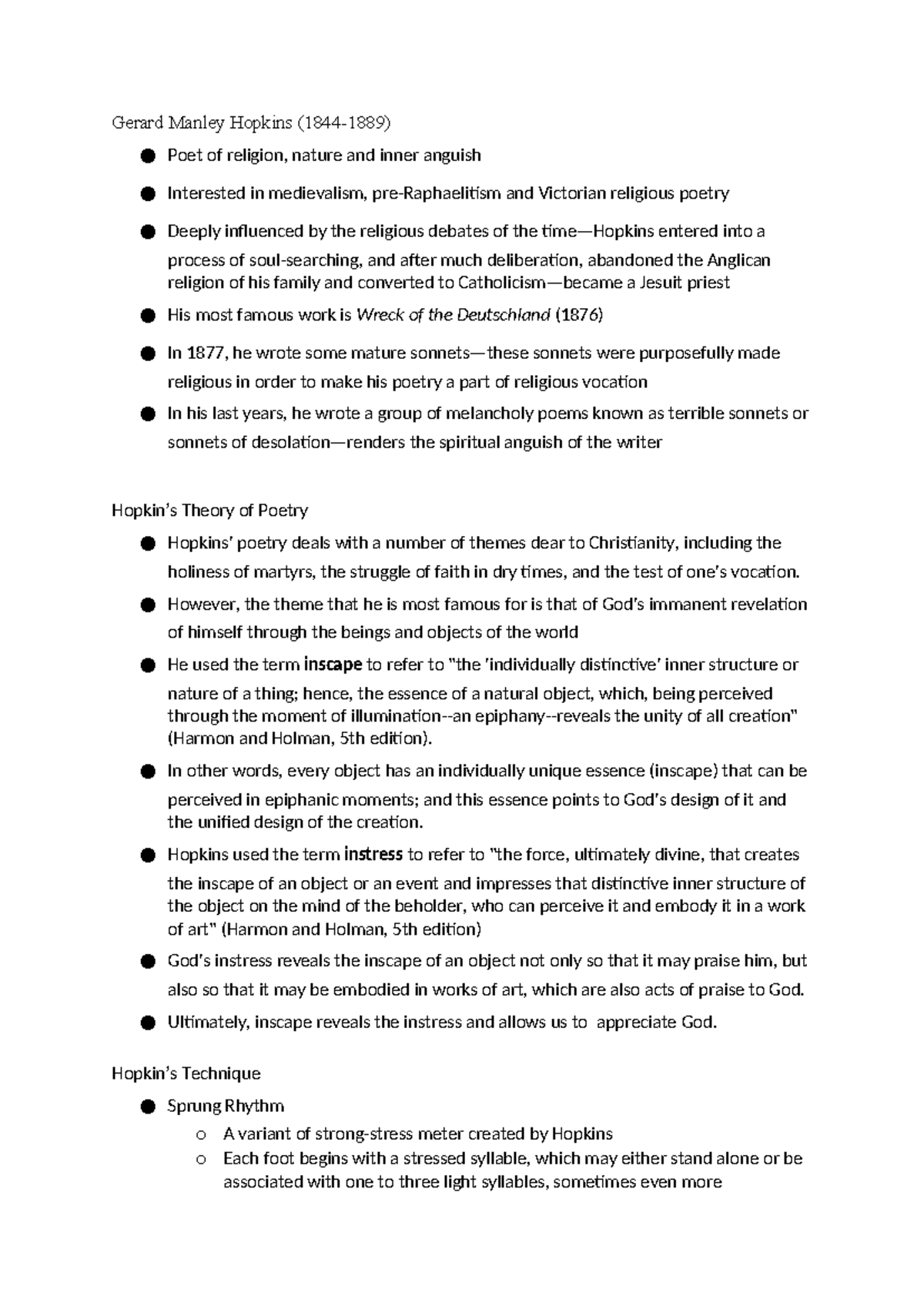 The Windhover - Gerard Manley Hopkins (1844-1889) Poet of religion ...