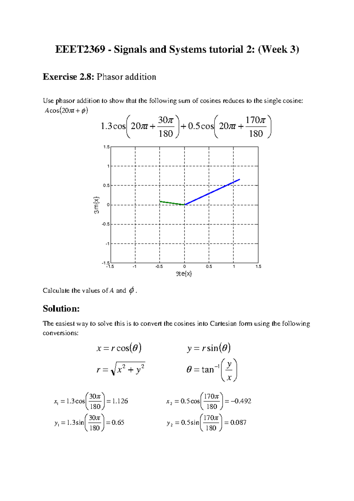 Week3Tute - dfghj.kjhgfdsfghjk - EEET2369 - Signals and Systems tutorial 2: (Week 3) Exercise 2 ...