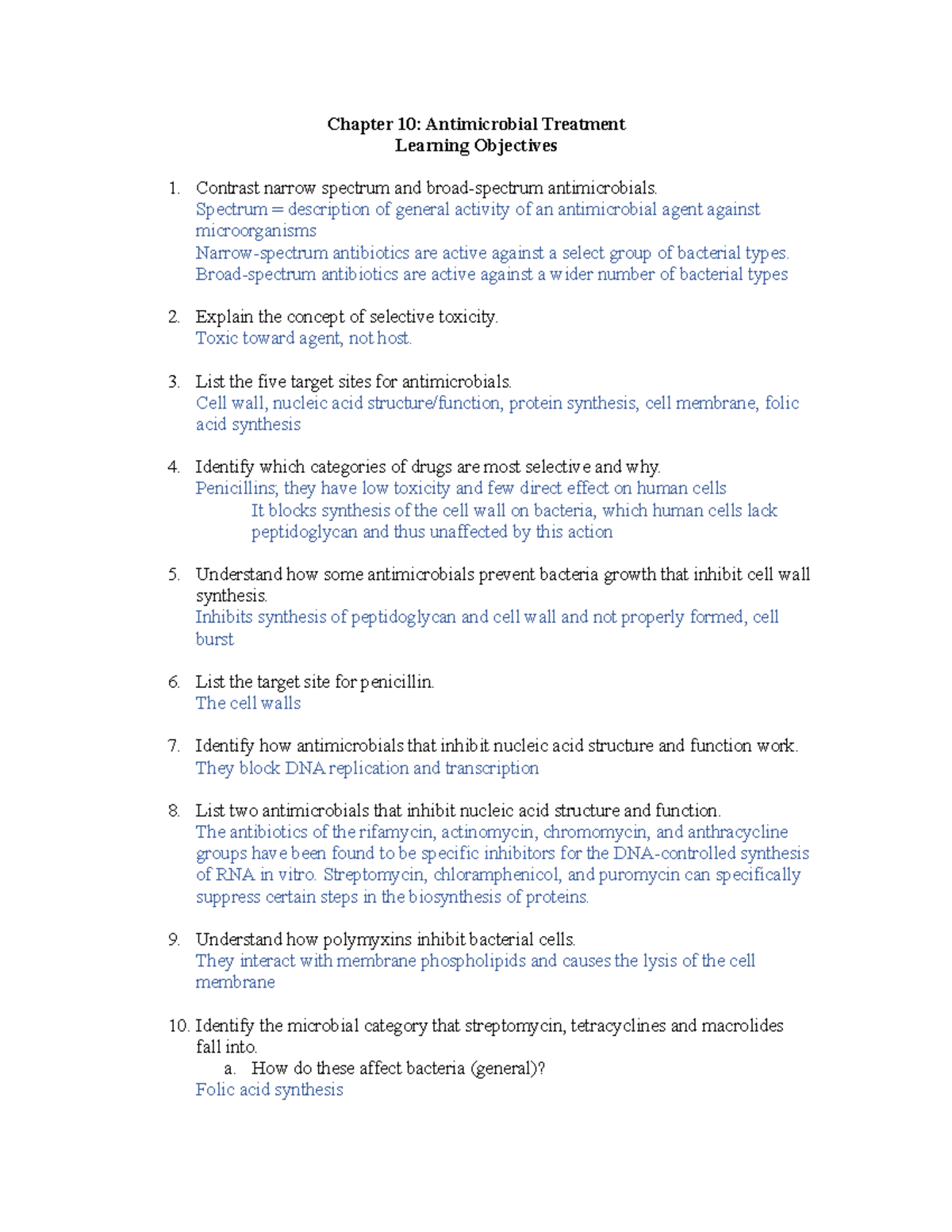 Antimicrobial Treatment: Chapter 10 Summary - Studocu