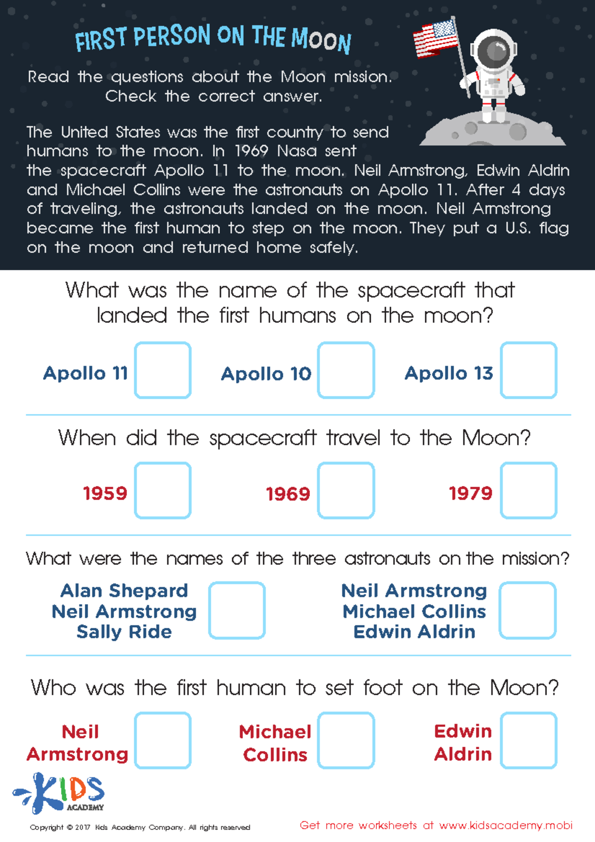 Grade 3 first person on the moon worksheet - Apollo 11 Apollo 10 Apollo ...