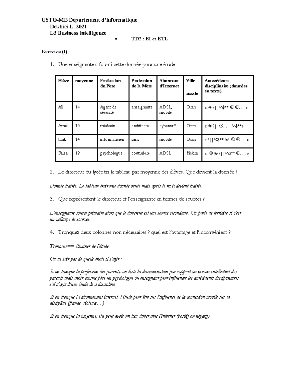 TD1 - Correction - USTO-MB Département d’informatique Dekhici L. 2021 ...