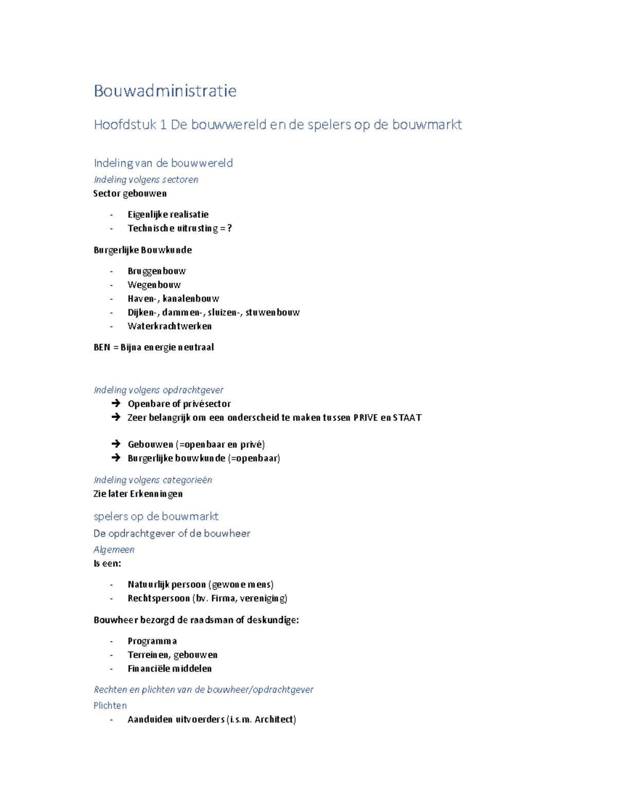 Bouwadministratie deel 1 - Warning: TT: undefined function: 32 Bouwadministratie Hoofdstuk 1 De ...