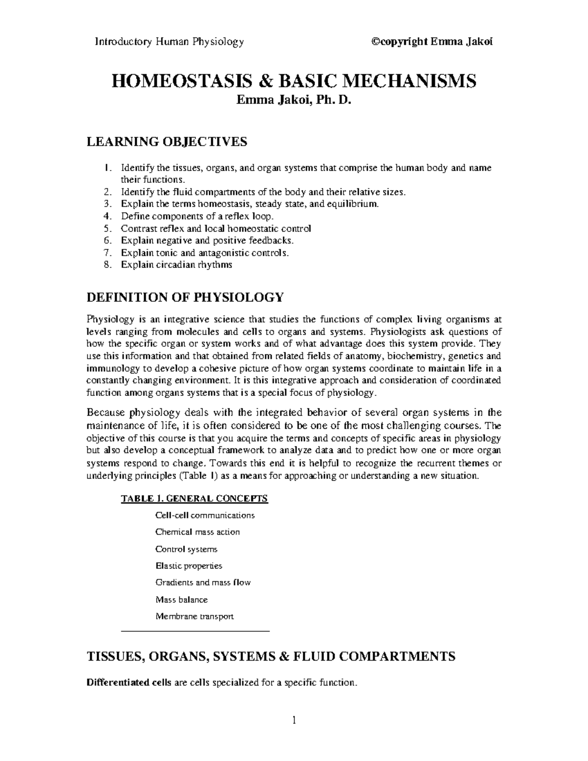 Homeostasis and Basic Mechanisms - HOMEOSTASIS & BASIC MECHANISMS Emma ...