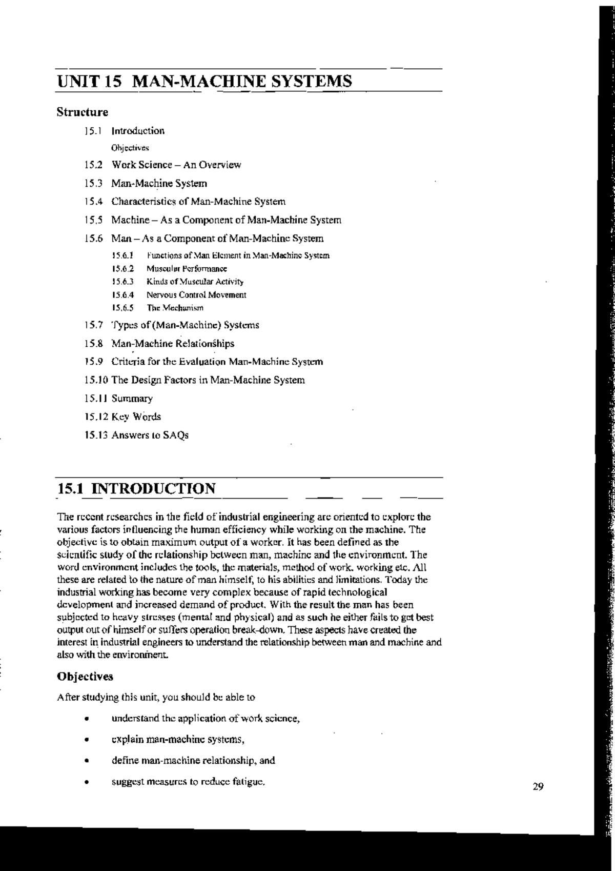 MAN - Machine System - it is a good document - UNIT 15 MAN-MACHINE ...