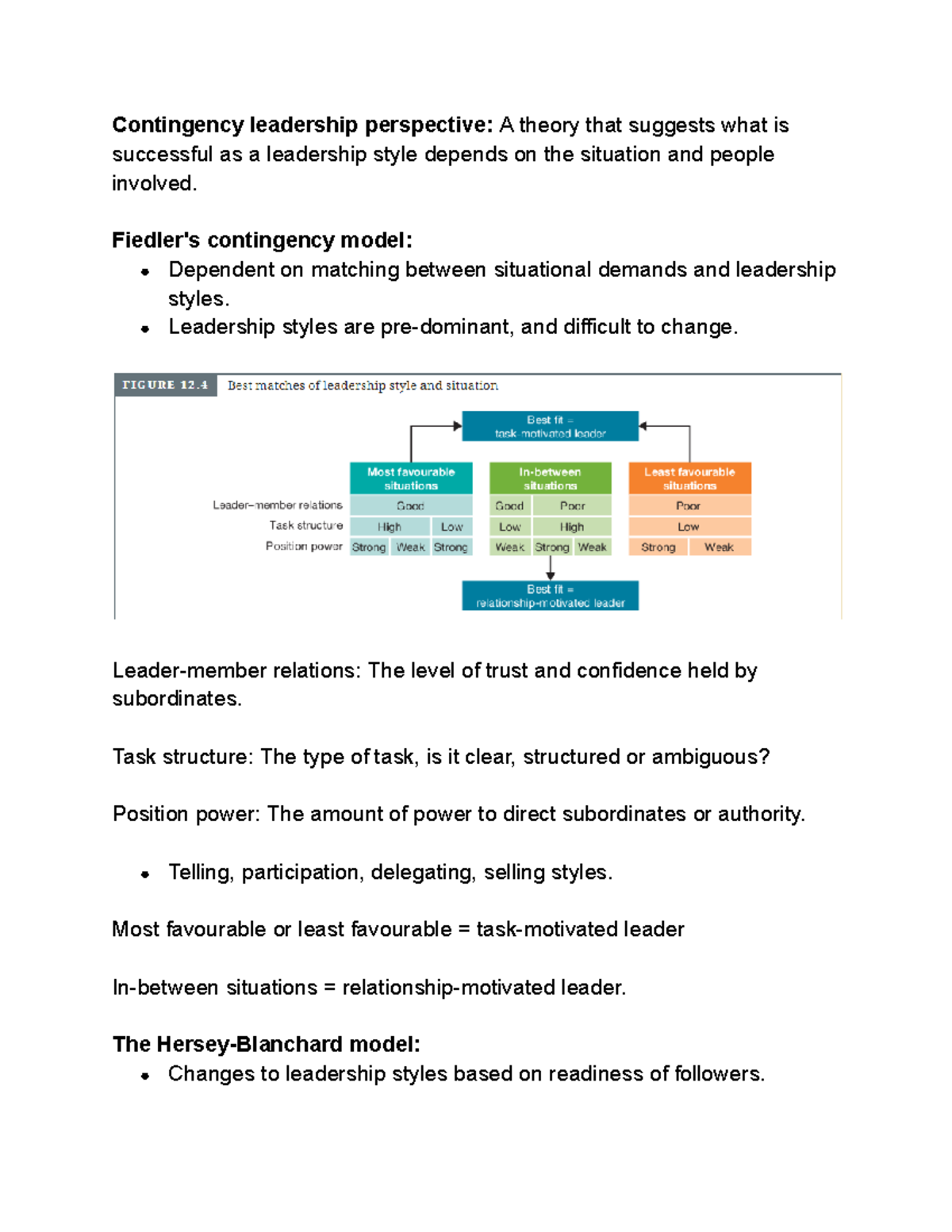 Leadership theories - Exploring Management - Contingency leadership ...