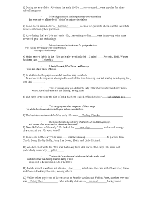 Lecture 10 Part 2 Notes - Patrick Brink - Despiterecord label that was ...