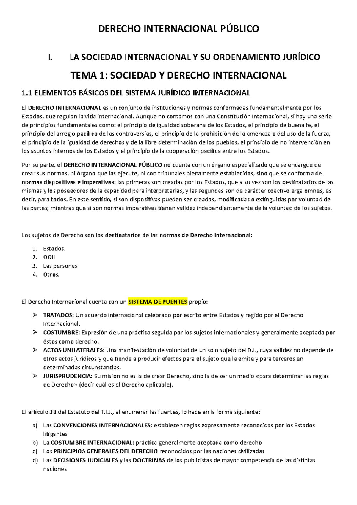 Derecho Internacional PÚ Blico - DERECHO INTERNACIONAL PÚBLICO I. LA SOCIEDAD INTERNACIONAL Y SU ...