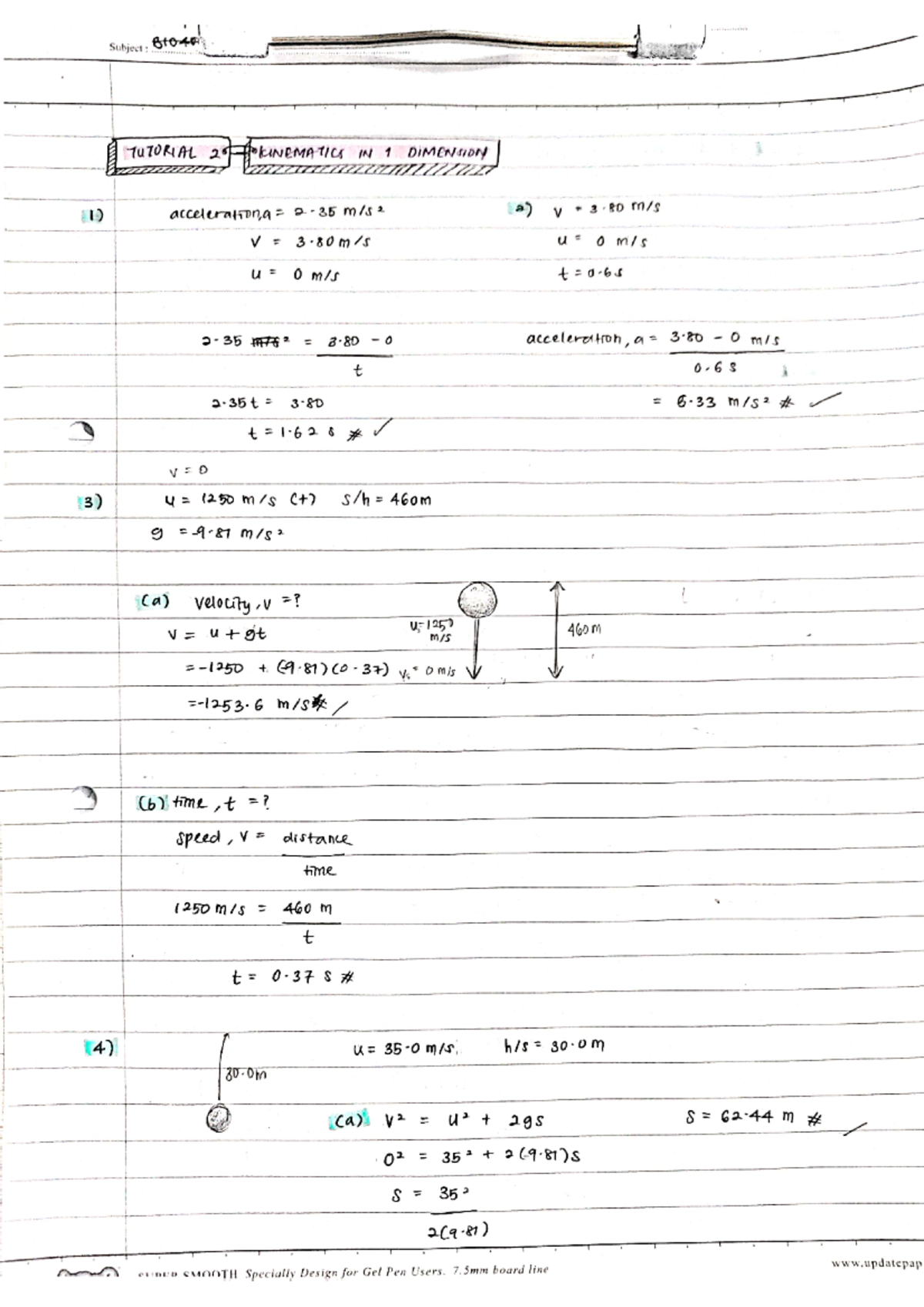 PHY400 Tuto 2 - Introduction to Physics - Studocu