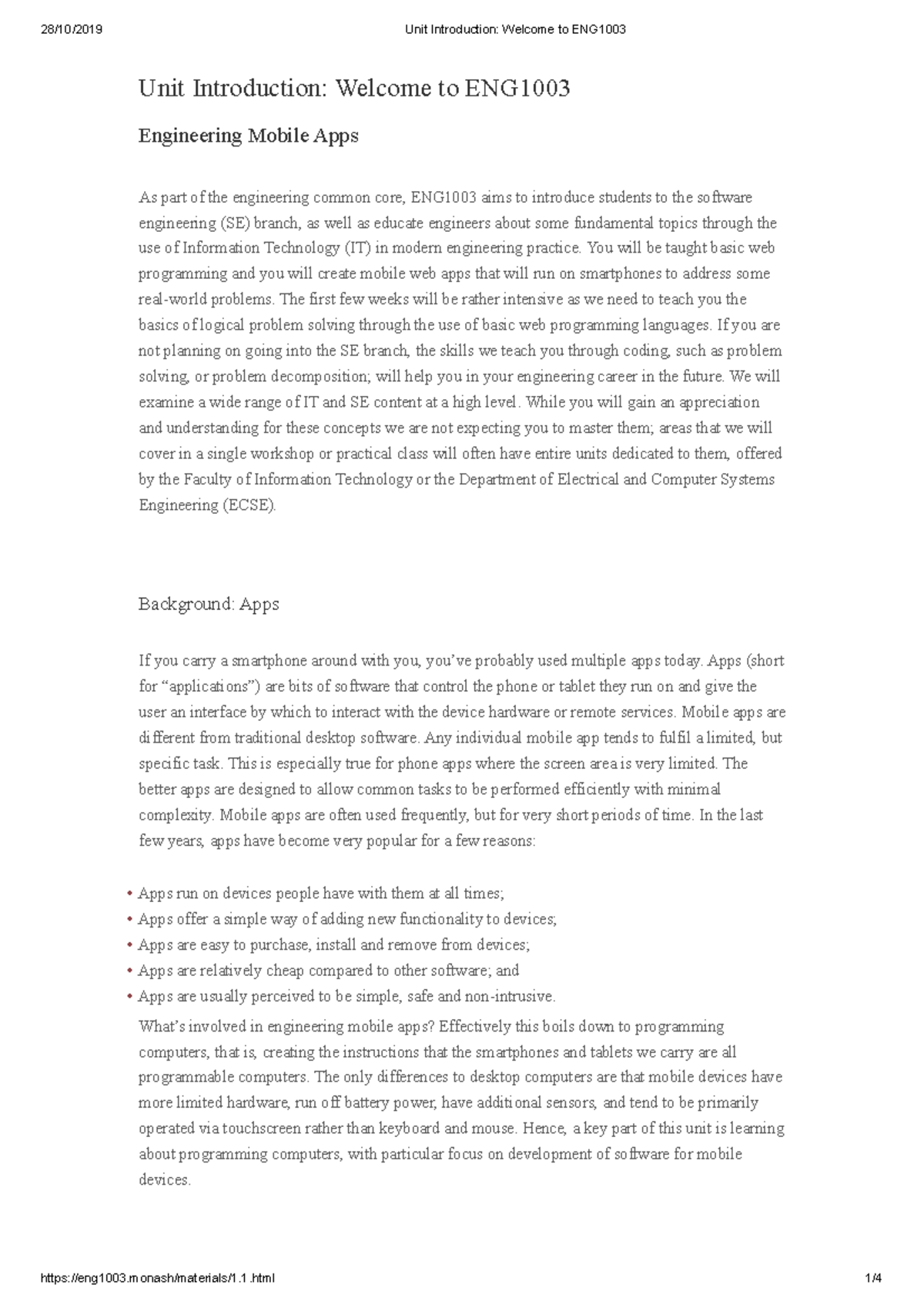 Unit Introduction Welcome to ENG1003 - Unit Introduction: Welcome to ...