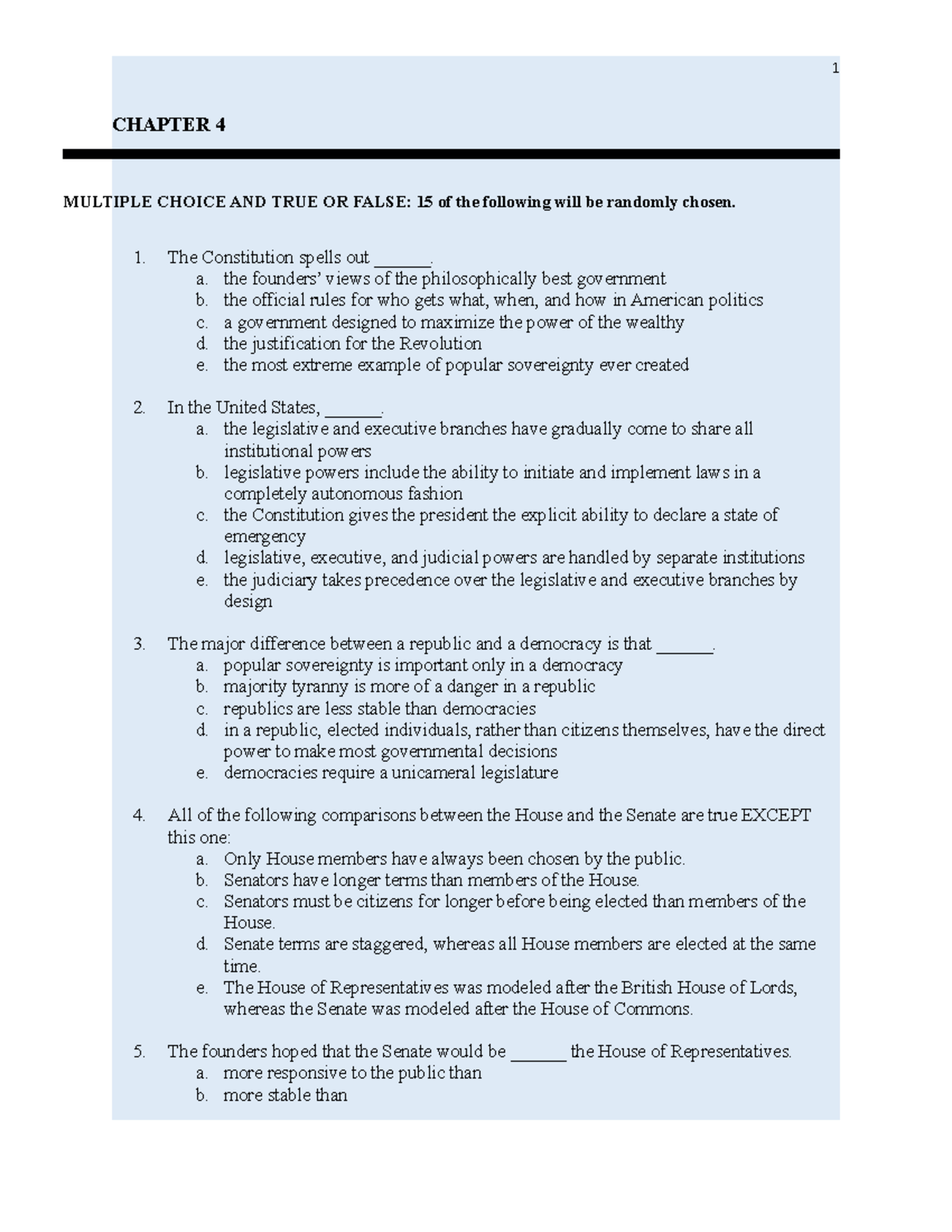 6. POLS 301 Wk 2 Chapter 4 Quiz 4 Study Guide - CHAPTER 4 MULTIPLE ...