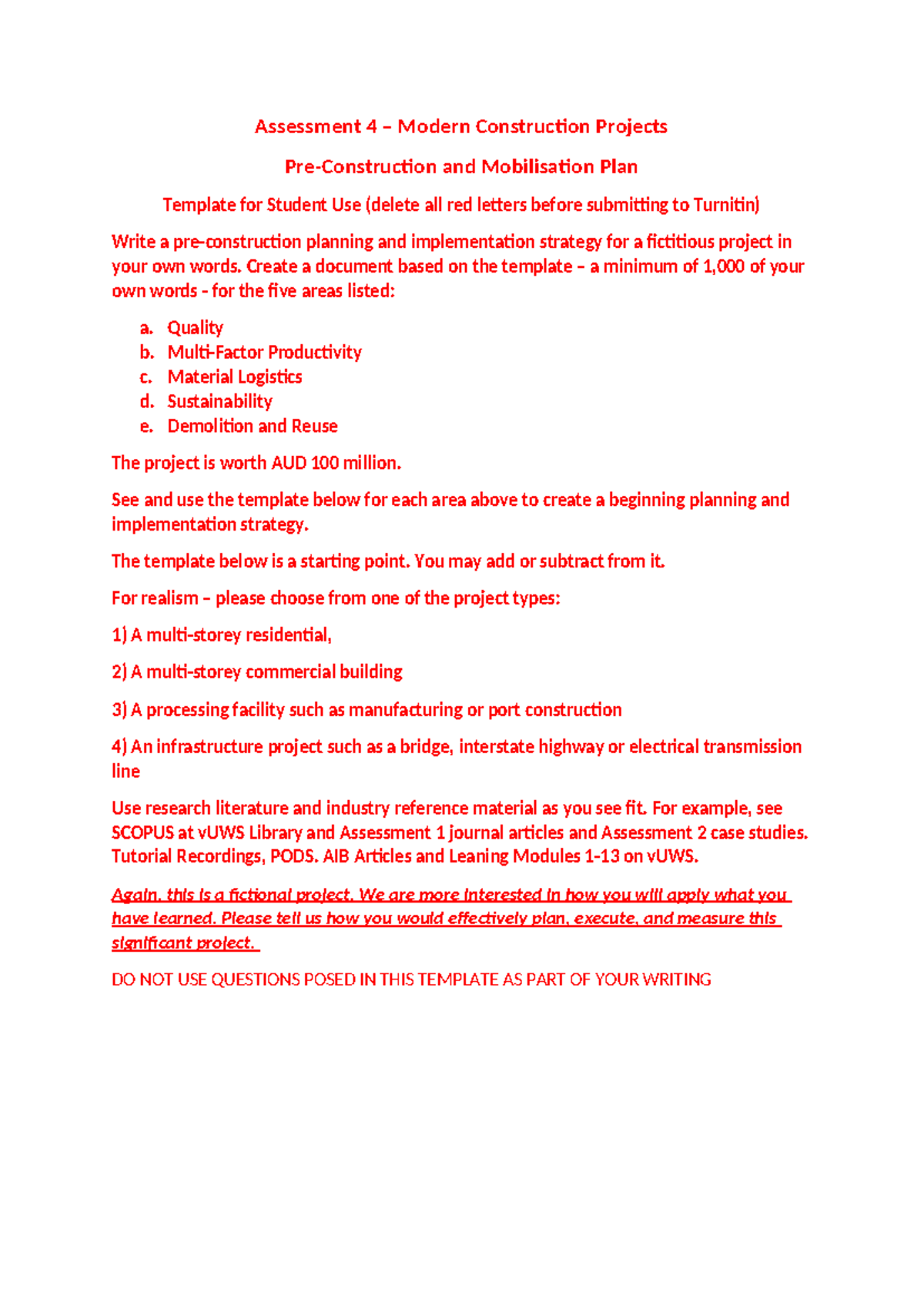 2024 MCP Assessment 4 Pre-Construction and Mobilisation Plan ...