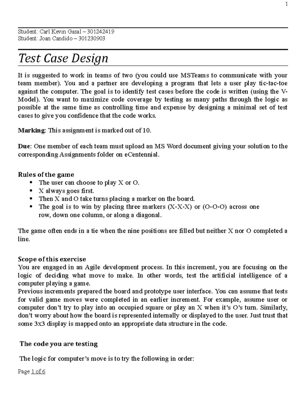 A4-Test Case Spec - A4-Test Case Spec - Student: Carl Kevin Gasal ...