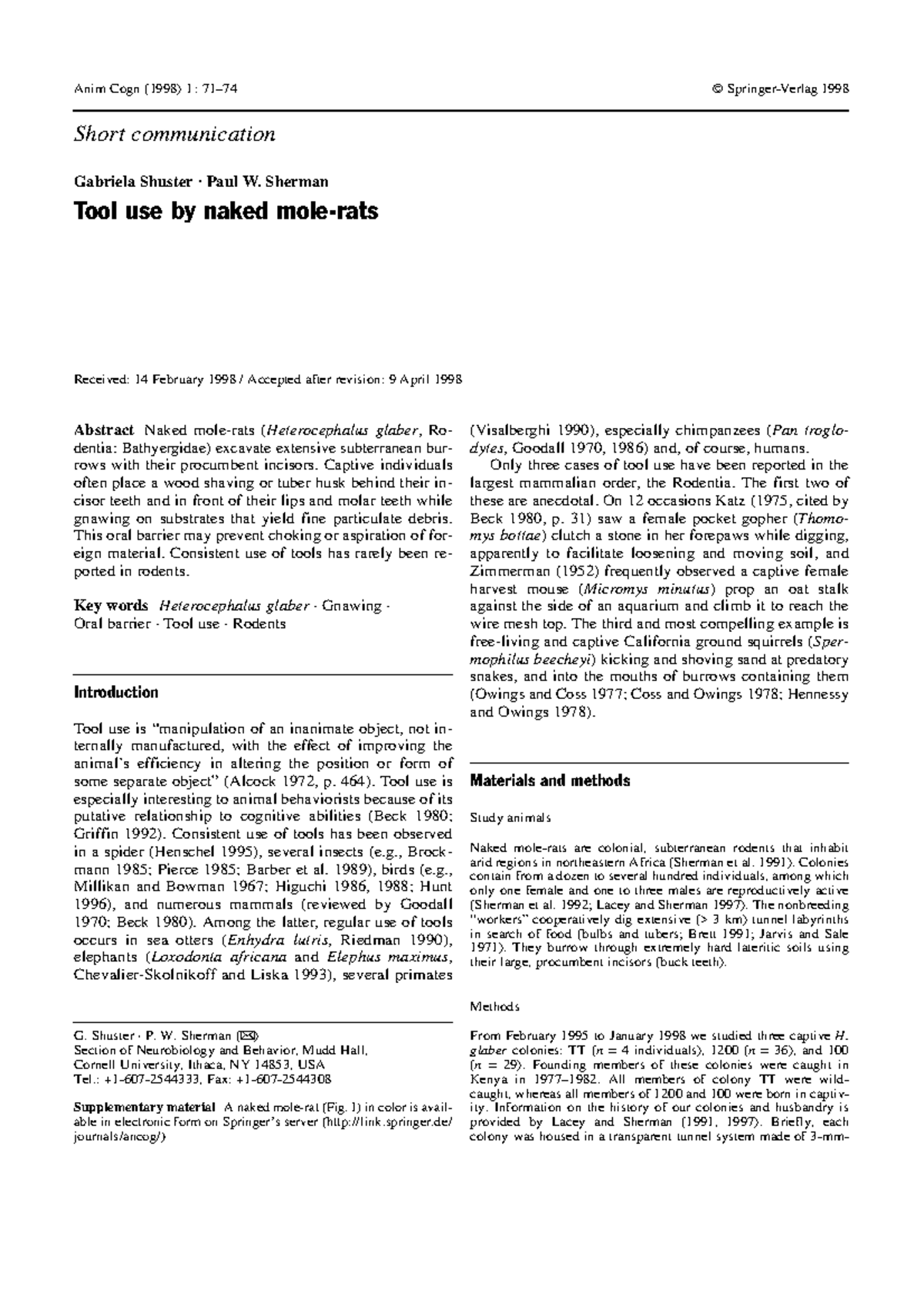 written assignment 1_E. Scully - Abstract Naked mole-rats ...