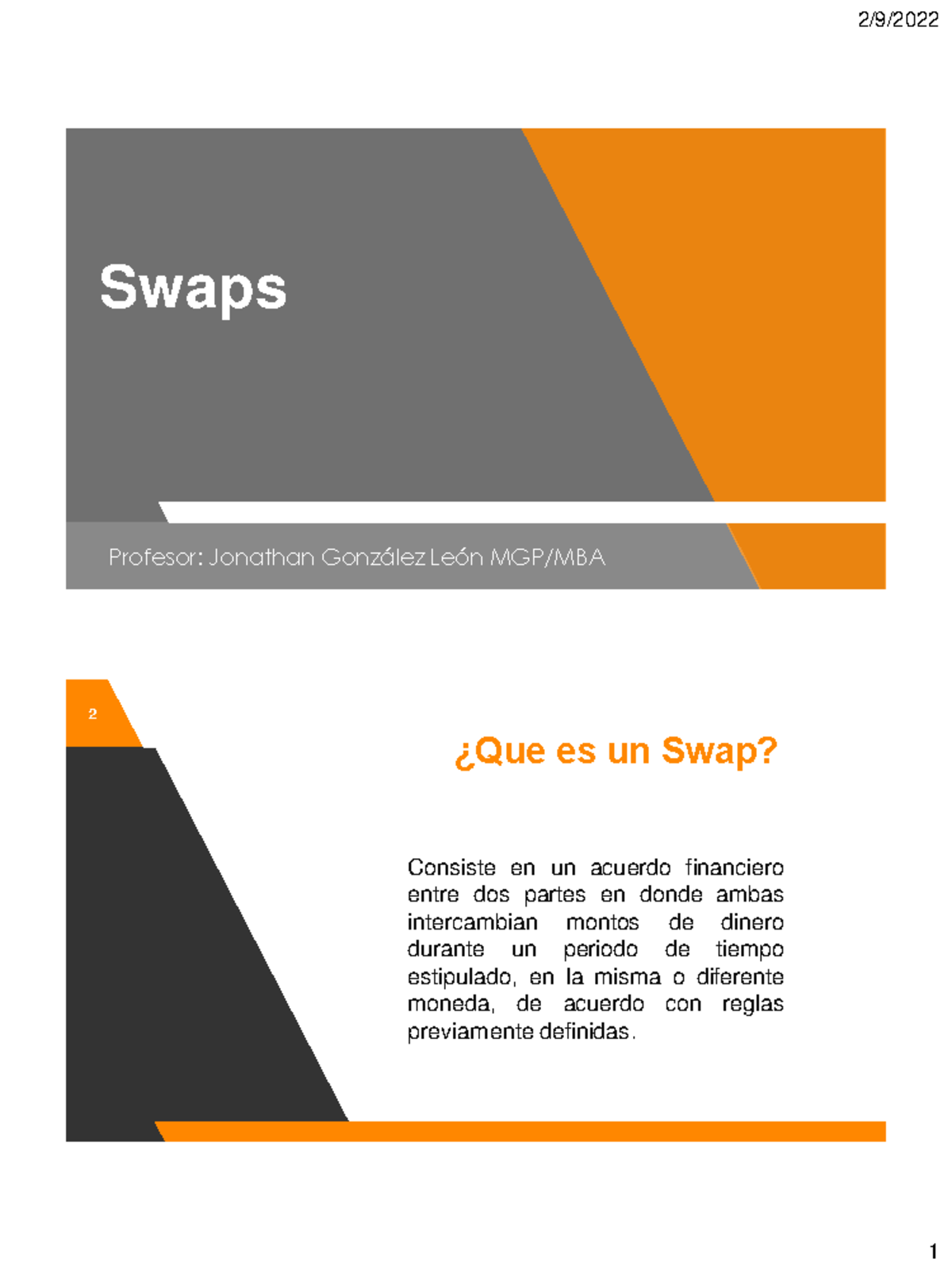 Tema Nº 5 (IDGR MBA-USAM) - Swaps Profesor: Jonathan González León MGP ...