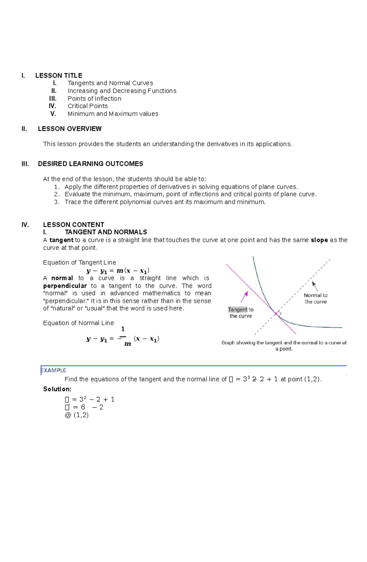 IM4 Math1A 1S 2021 2021 Week 10 13 - EXAMPLE I. LESSON TITLE I ...