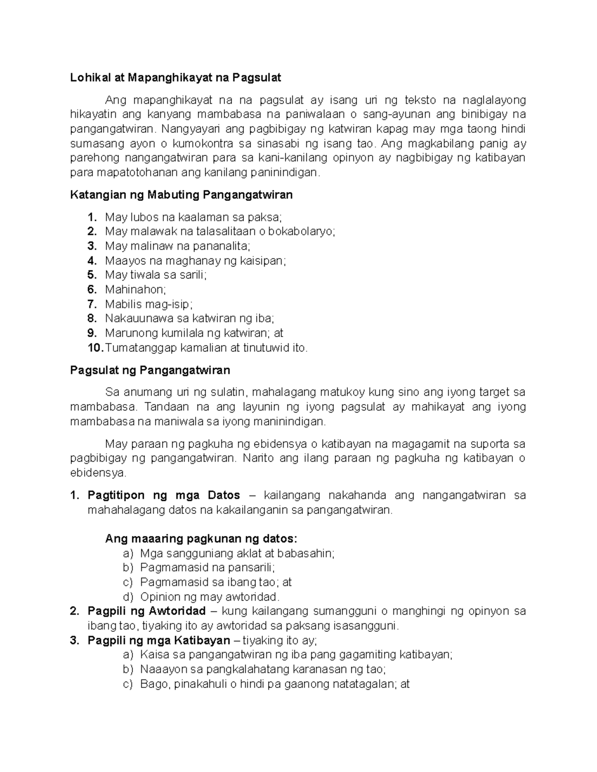 Lohikal at Mapanghikayat na Pagsulat - Nangyayari ang pagbibigay ng ...