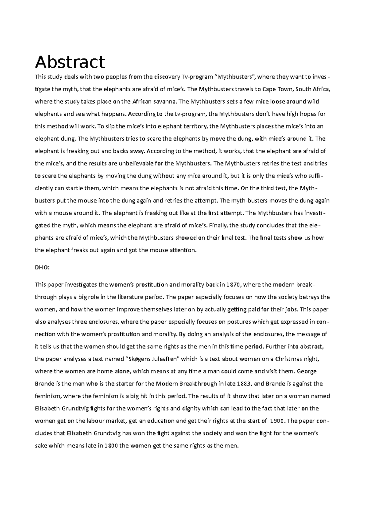 Abstract Engelsk - Abstract This study deals with two peoples from the ...