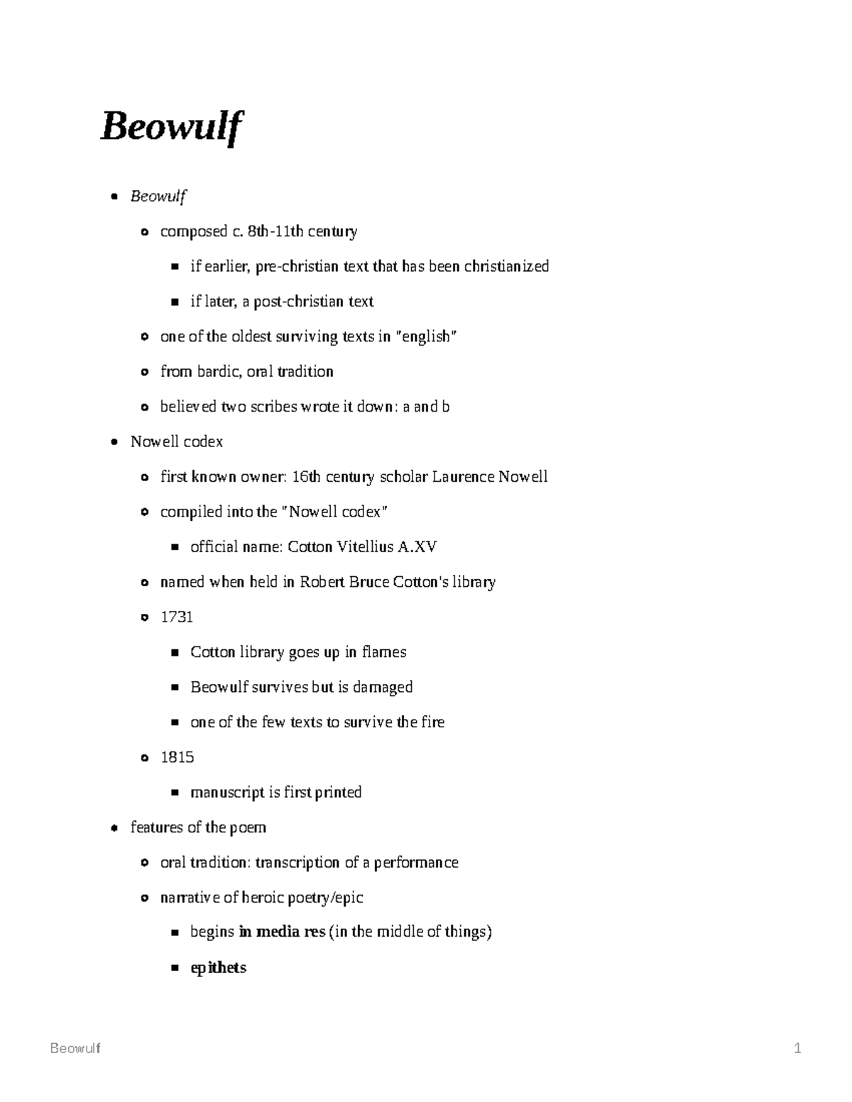 ENGL 2230 Beowulf - ENGL 2230 British Literature before 1789 Phineas ...