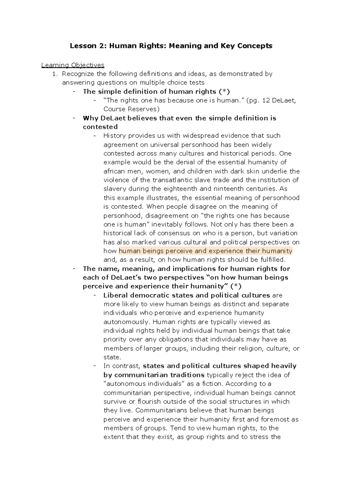 HR100 Week 2 human rights - Lesson 2: Human Rights: Meaning and Key ...