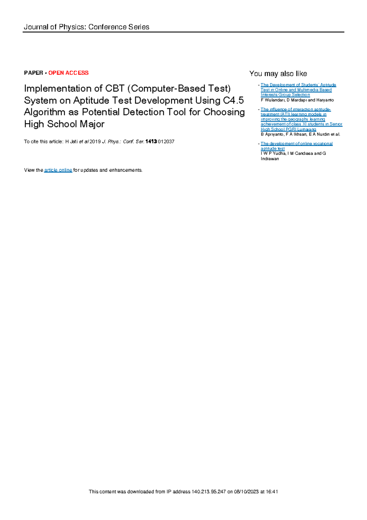 Jati 2019 J. Phys. Conf - Jati - Journal of Physics: Conference Series ...