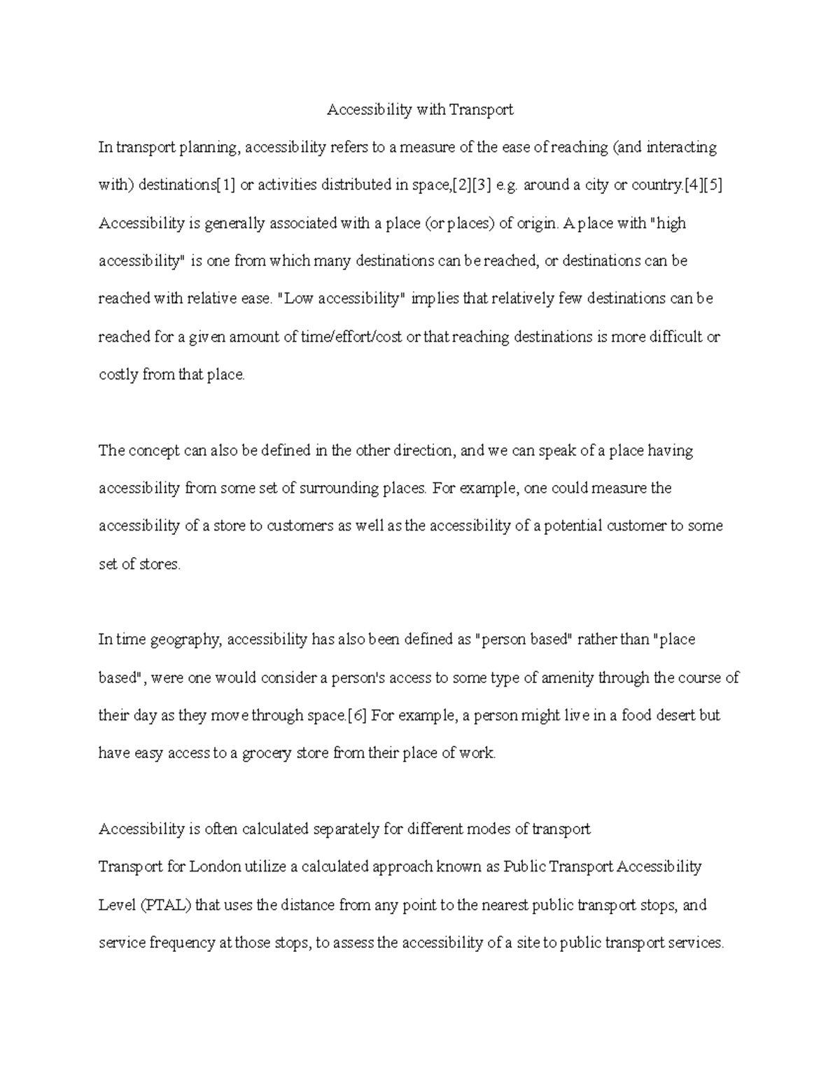 Accessbility - Lecture notes Lecture 1 - Accessibility with Transport ...