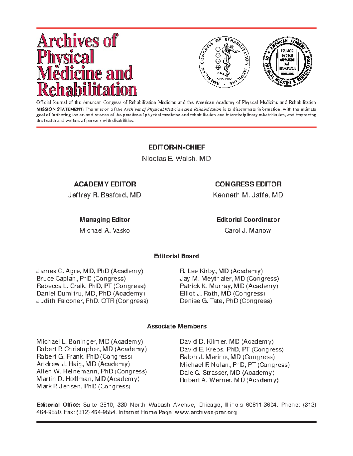 Editorial-Board yapmr - EDITOR-IN-CHIEF Nicolas E. Walsh, M D ACADEM Y ...