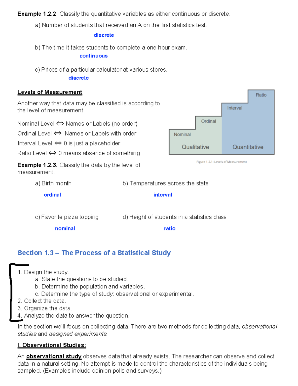 Chapter 1 Notes Pg 4 - Example 1.2: Classify the quantitative variables ...