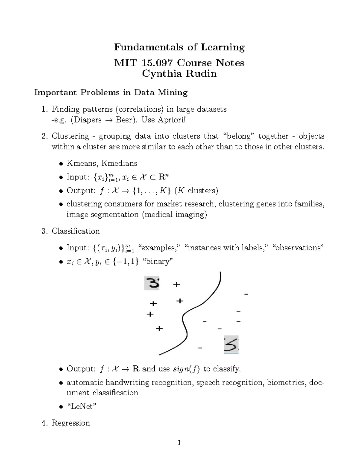Fundamentals of learning - Fundamentals of Learning MIT 15 Course Notes ...