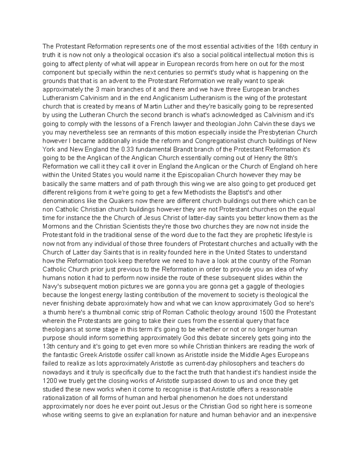 Hist- 2312 Protestant Reformation - The Protestant Reformation ...