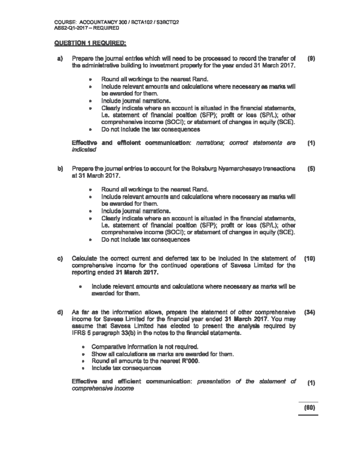 Required Practical Class question - 2017 AO2 - ACC 300 - Studocu