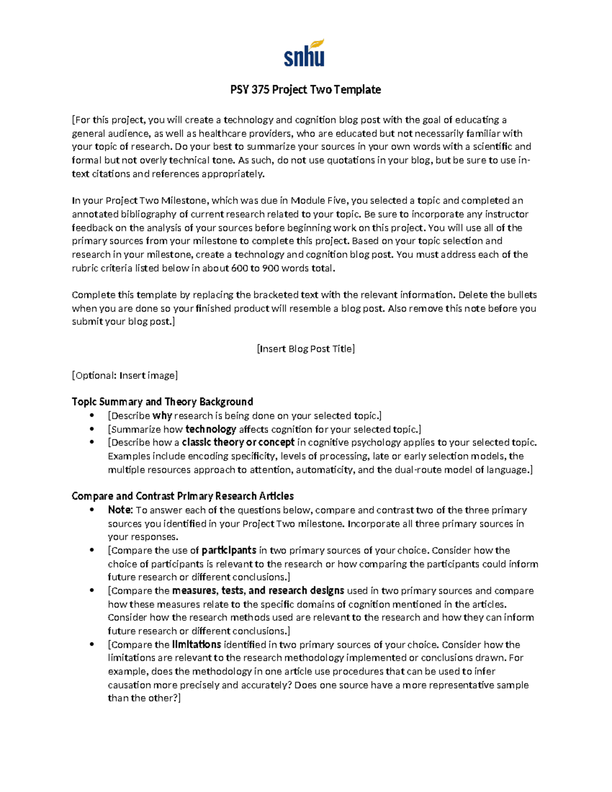 PSY 375 Project Two Template - PSY 375 Project Two Template [For this ...