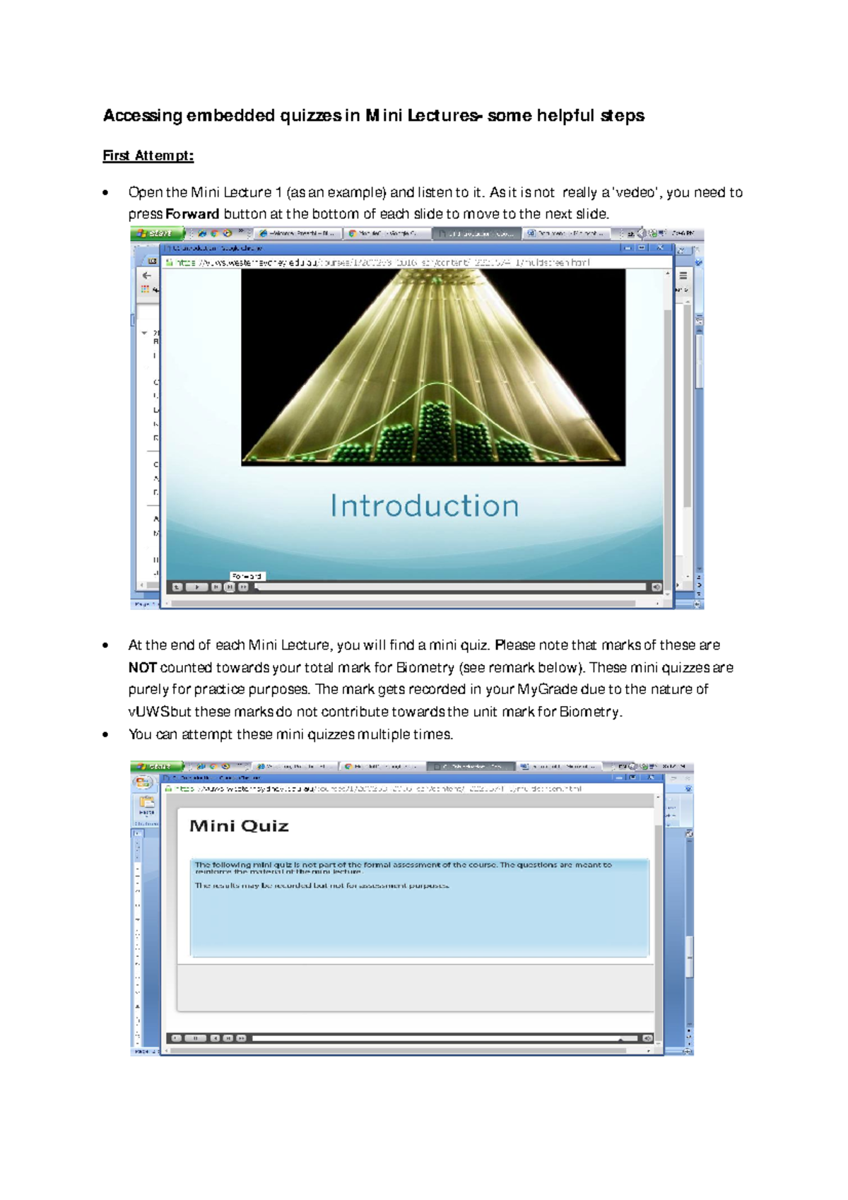 Mini quizzes - Mini quiz - Accessing em bedded quizzes in M ini ...