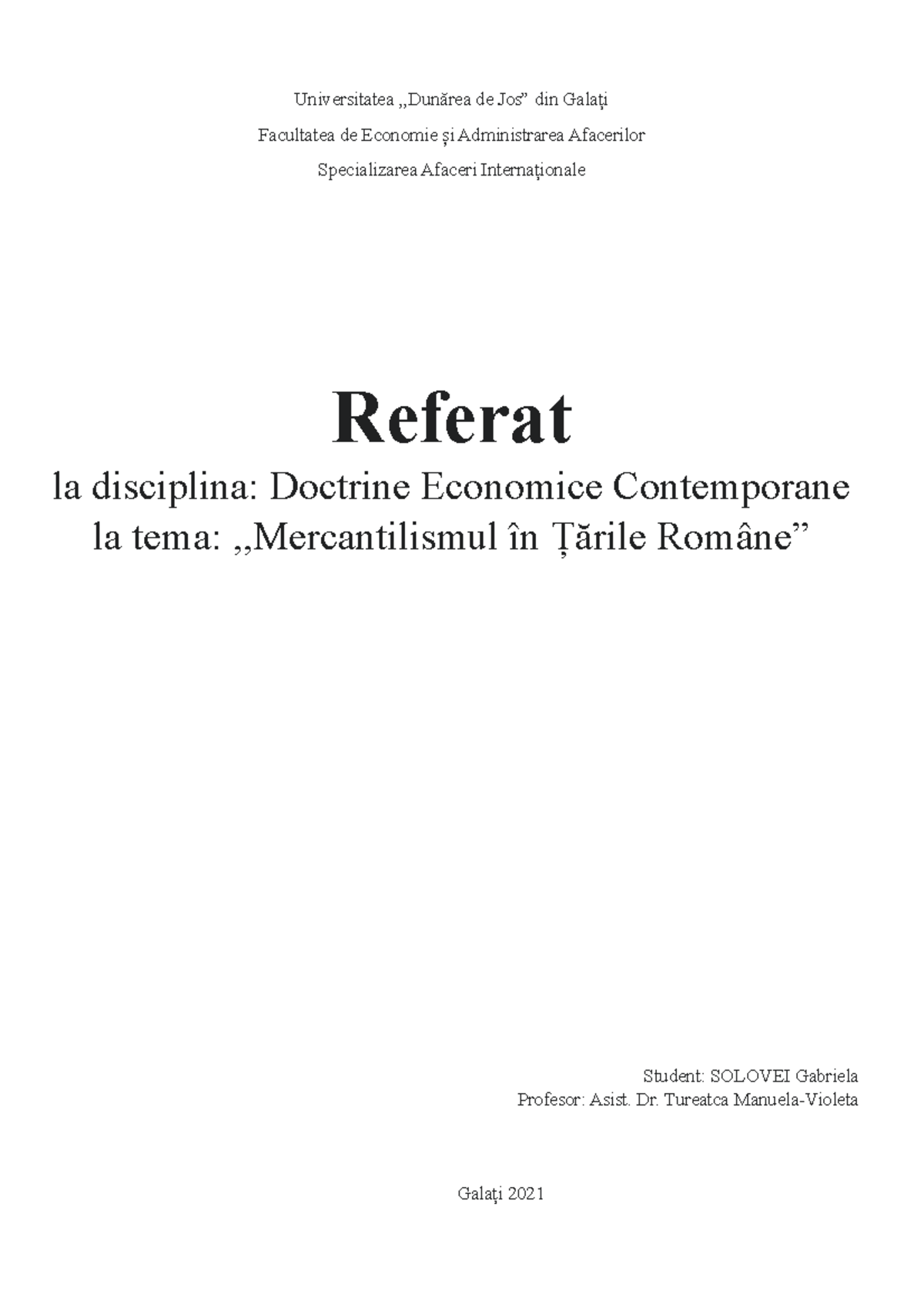 Tema 1 Mercantilismul in Tarile Romane ( Solovei Gabriela ...