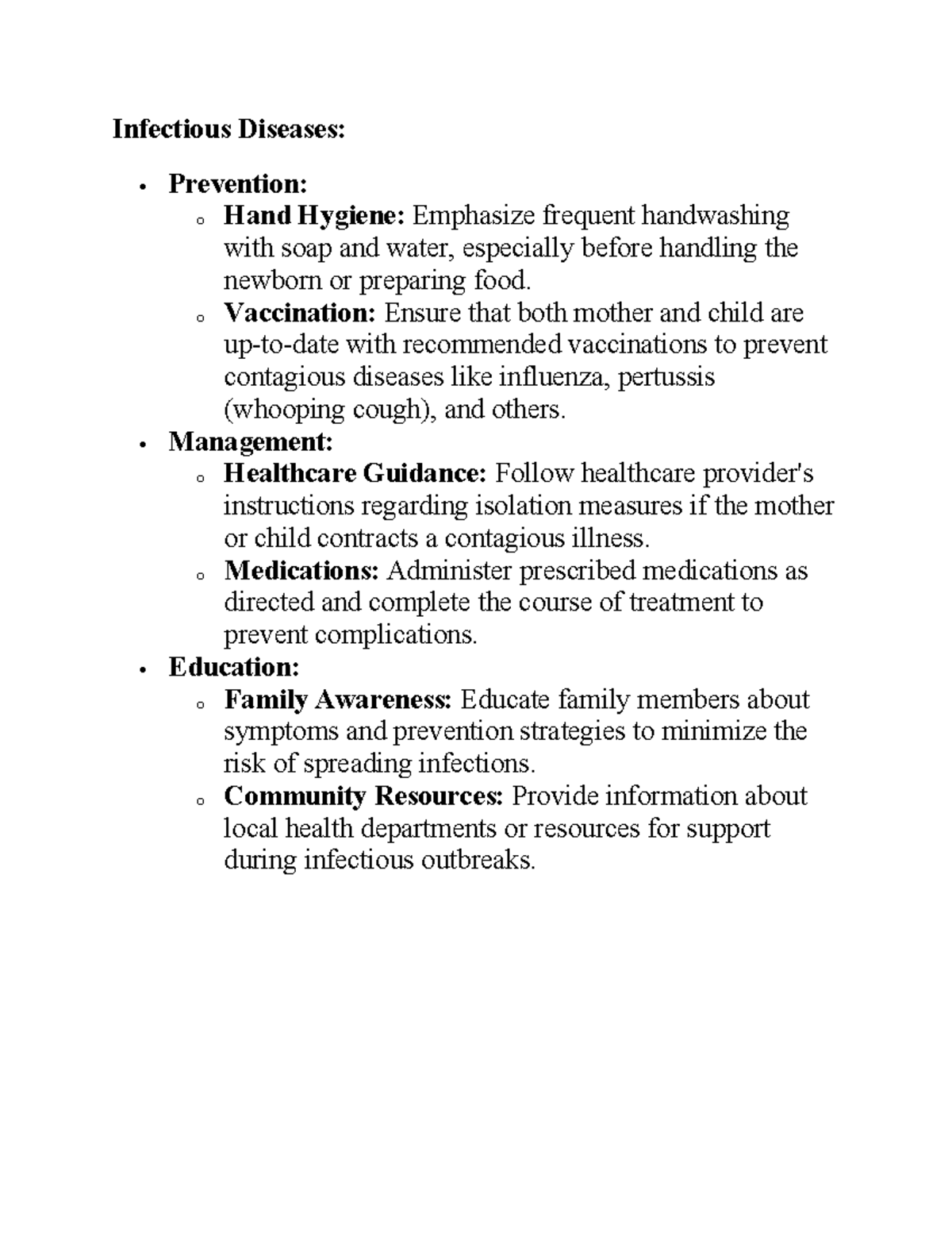 MCN 2 ID - Infectious Diseases: Focus: Prevention and management of ...
